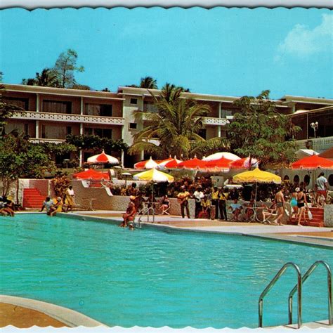 1965 Oracabessa Jamaica W I Playboy Hotel Pool Authentic Scene Crowd