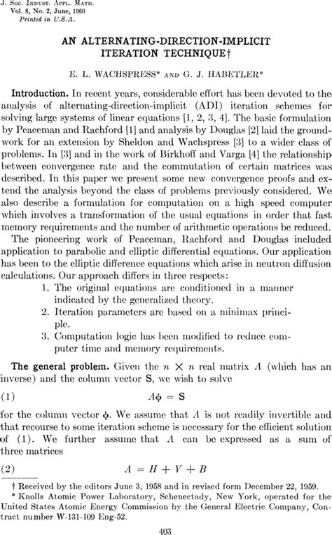 an alternating direction implicit iteration technique siam journal on applied mathematics