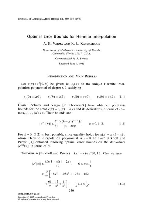 pdf optimal error bounds for hermite interpolation