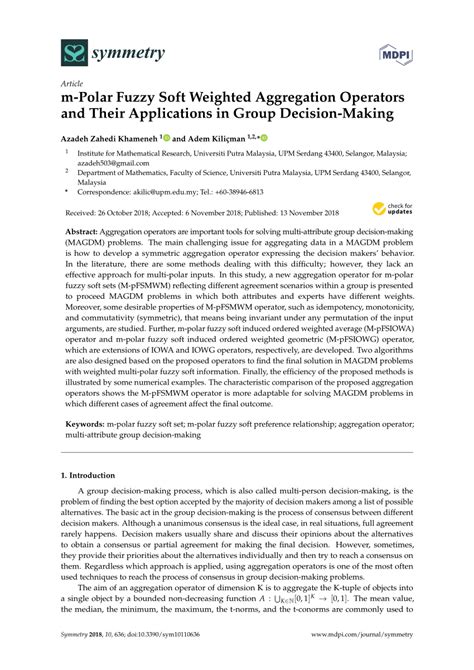 pdf m polar fuzzy soft weighted aggregation operators and their applications in group decision