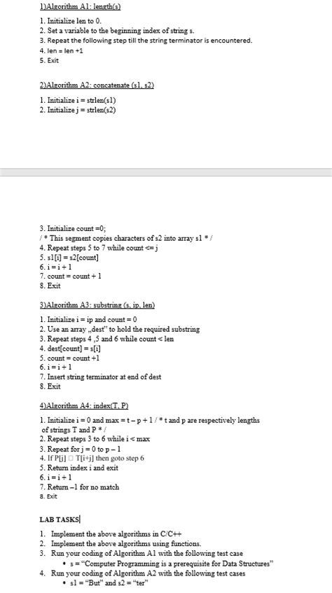 solved 1 algorithm al length s 1 initialize len to 0 2