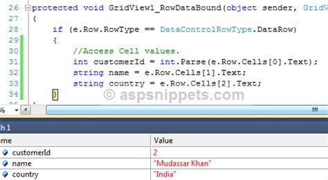 get gridview cell value in rowdatabound and rowcommand events in aspnet