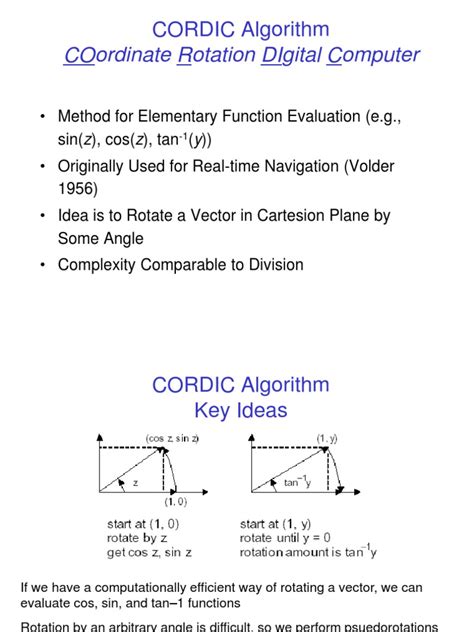 coordinate rotation digital computer cordic algorithm pdf algorithms and data structures