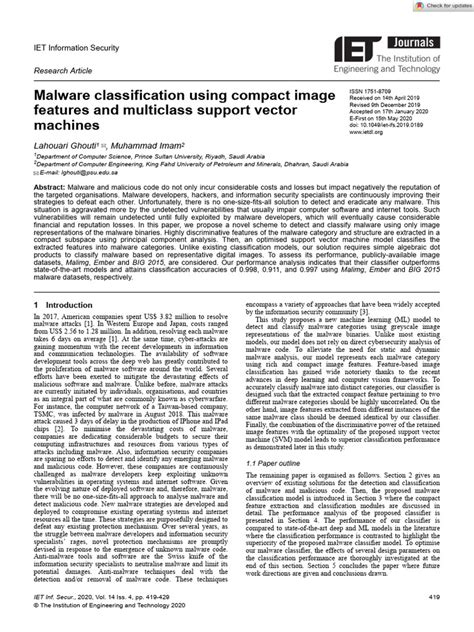 iet information security 2020 ghouti malware classification using compact image features