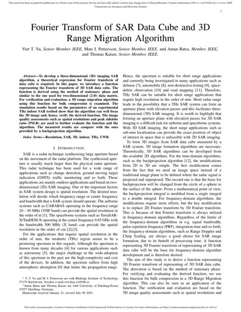 pdf fourier transform of sar data cube and 3d range migration algorithm