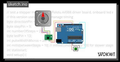 stepper motor and button wokwi esp32 stm32 arduino simulator