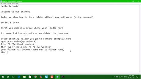 folder lock using cmd youtube