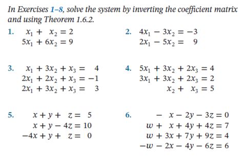 solved in exercises 1 8 solve the system by inverting the