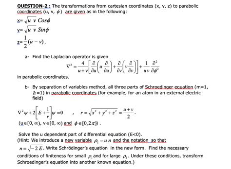 question 2 the transformations from cartesian