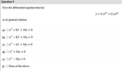 solved give the differential equation that has