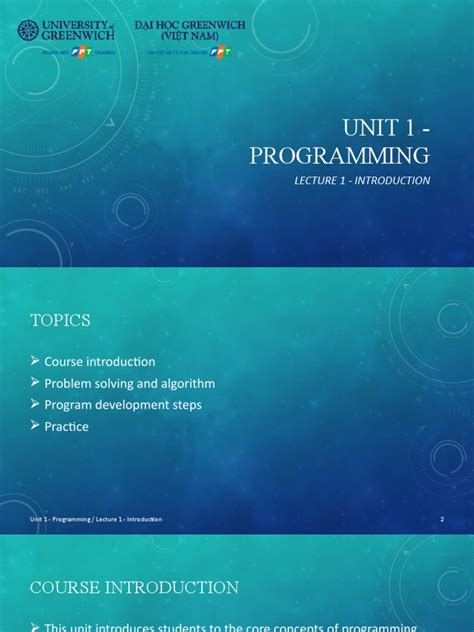 unit 1 programming lecture 1 introduction pdf computer programming computer program