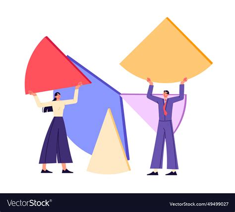 Business Team Pieced Together Pie Charts Vector Image