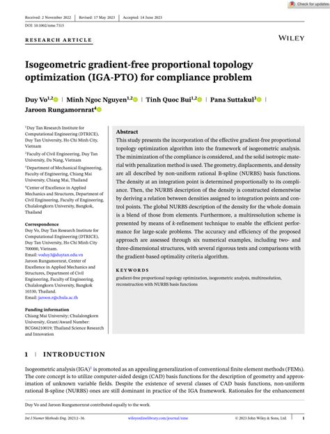 pdf isogeometric gradient free proportional topology optimization iga pto for compliance problem