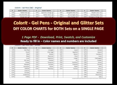 120 Color Swatch Chart Digital Printable 120 Color Swatch Etsy Canada