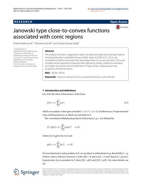 pdf janowski type close to convex functions associated with conic regions