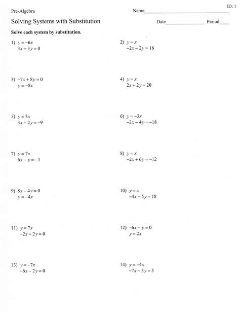 systems of linear equations worksheet