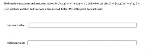 solved find absolute maximum and minimum values for