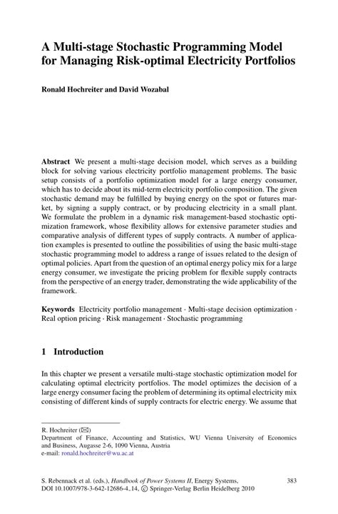 pdf a multi stage stochastic programming model for managing risk optimal electricity portfolios