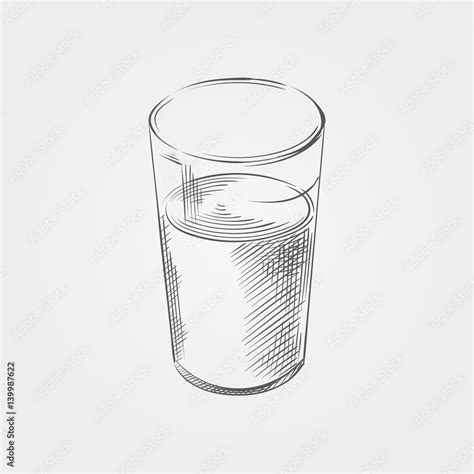 Premium Vector Glass With Water Black Outline Silhouette In Hand Drawing Sketch Style Vector