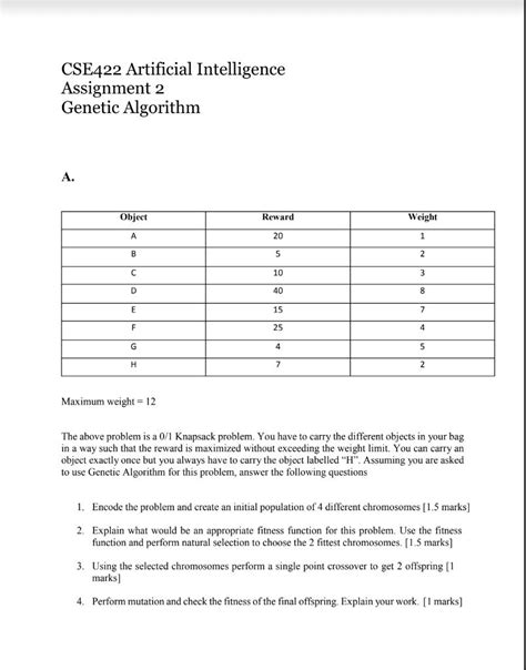 solved cse422 artificial intelligence assignment 2 genetic