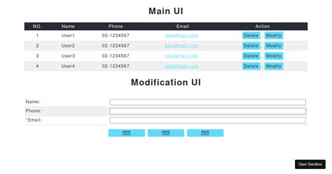 [react] crud table codesandbox