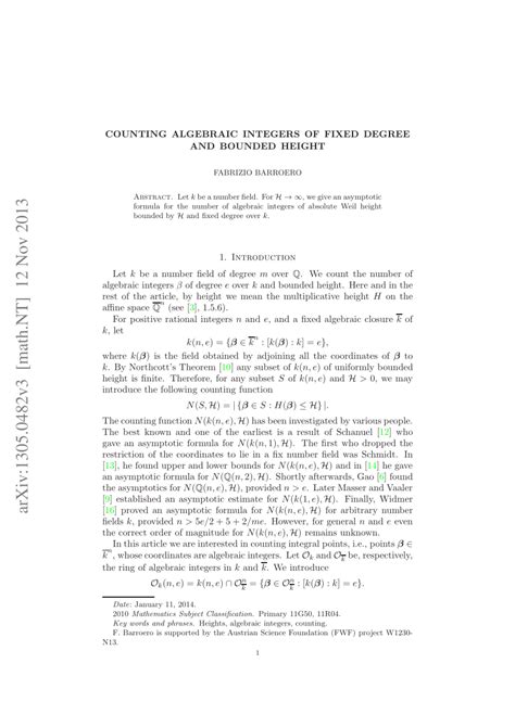 pdf counting algebraic integers of fixed degree and bounded height