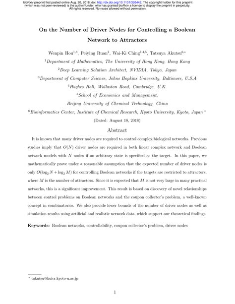 pdf on the number of driver nodes for controlling a boolean network to attractors