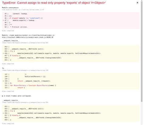 typeerror cannot assign to read only property exports of object
