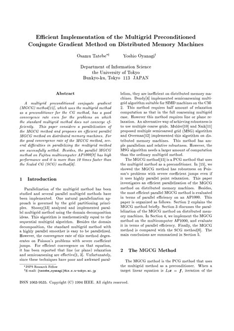 pdf efficient implementation of the multigrid preconditioned conjugate gradient method on