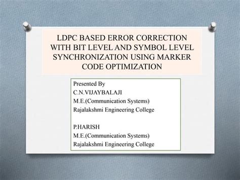 ldpc based error correction ppt