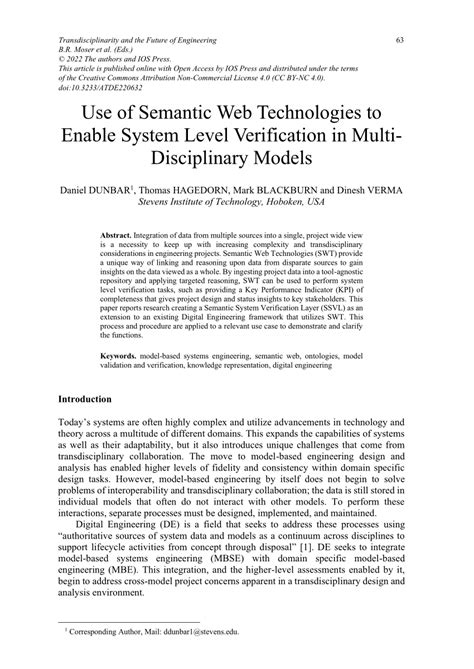 pdf use of semantic web technologies to enable system level verification in multi disciplinary