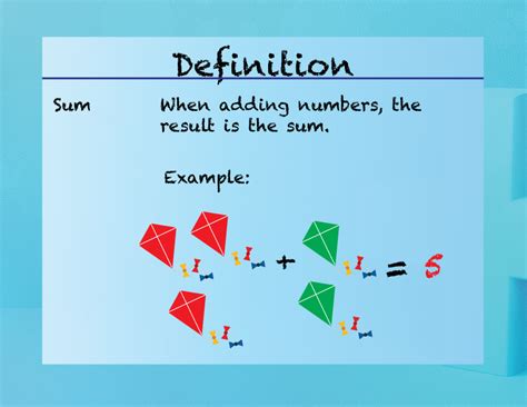 elementary math definitions addition subtraction concepts sum media4math