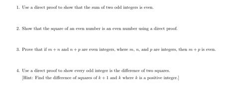 solved 1 use a direct proof to show that the sum of two odd
