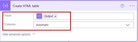 how to format html table in power automate sharepoint dot net