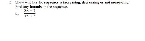 solved 3 show whether the sequence is increasing