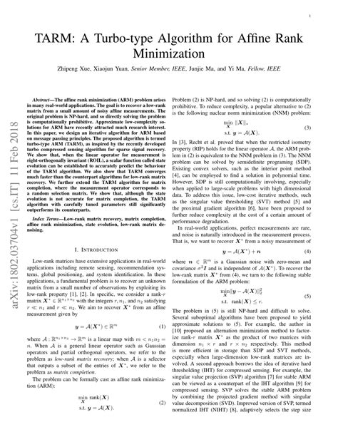 pdf tarm a turbo type algorithm for affine rank minimization