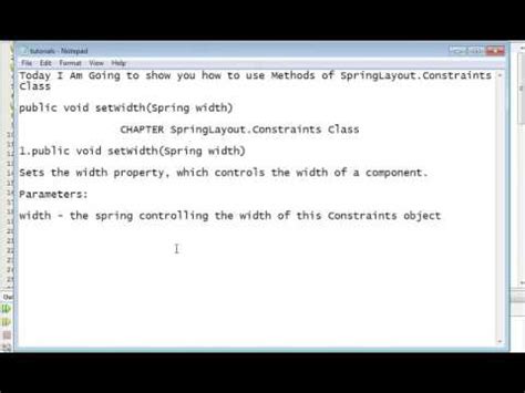Java Programming Tutorial SpringLayout Constraints 8 Public Void