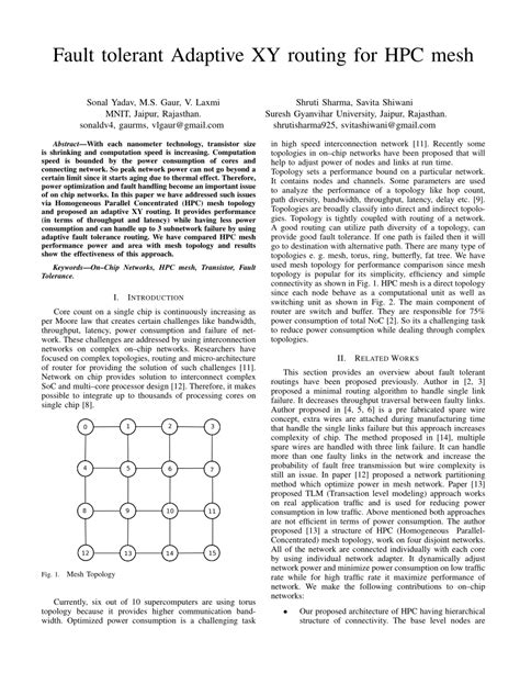 pdf fault tolerant adaptive xy routing for hpc mesh