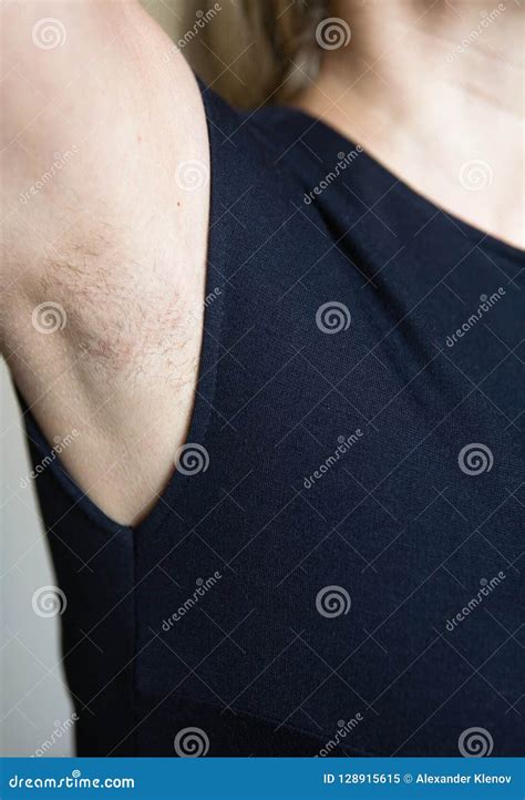 Unshaven Hairy Female Armpit Closeup Stock Image Image Of Human People 128915615
