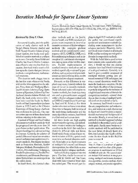 iterative methods for sparse linear systems [book review] ieee journals and magazine ieee xplore
