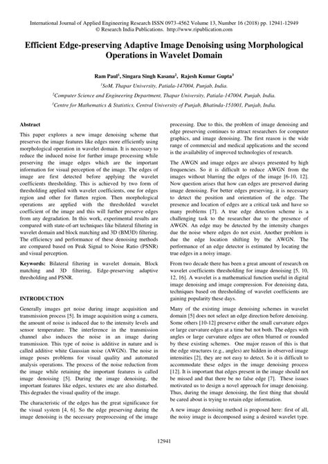 pdf efficient edge preserving adaptive image denoising using morphological operations in
