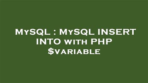 mysql mysql insert into with php variable youtube
