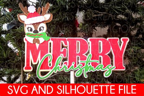 Merry Christmas Reindeer Caketopper Svg Graphic By Siocreaciones · Creative Fabrica