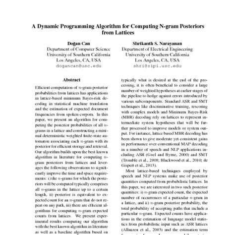 a dynamic programming algorithm for computing n gram posteriors from lattices acl anthology