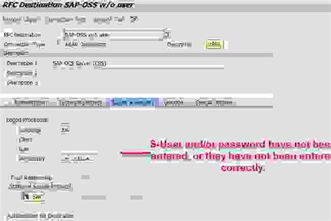 SAP OSS RFC Password Or Username Is Incorrect