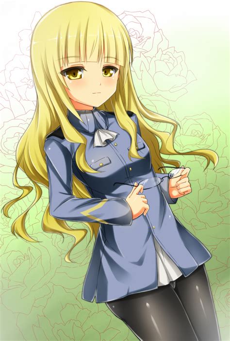 Safebooru Black Legwear Blonde Hair Glasses Glasses Removed Holding Kuragari Long Hair Panties