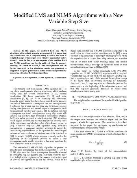 pdf modified lms and nlms algorithms with a new variable step size
