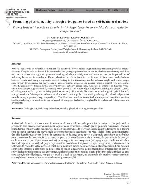pdf promoting physical activity through videogames based on self regulation behavioral models