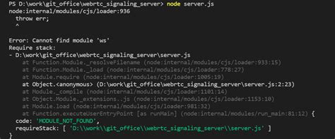 javascript node js getting cannot find module ws error stack overflow