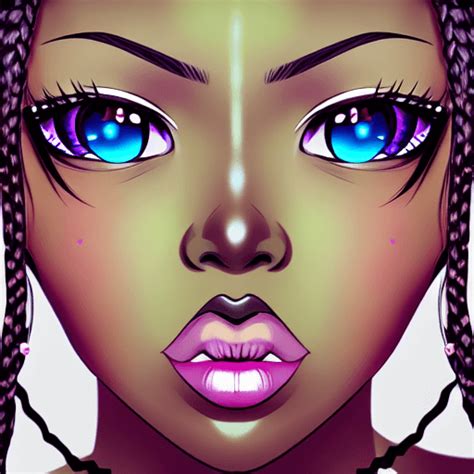 Hyper Maximalist Fantasy Girl Anime Dark Skinned Girl Beautiful Detailed Boudoir Style Face